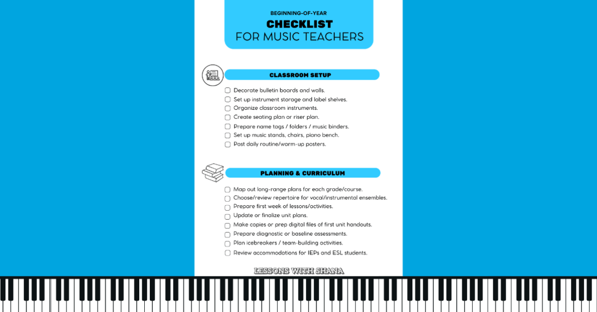 Beginning-of-the-Year Music Teacher Checklist for a Smooth Start ...